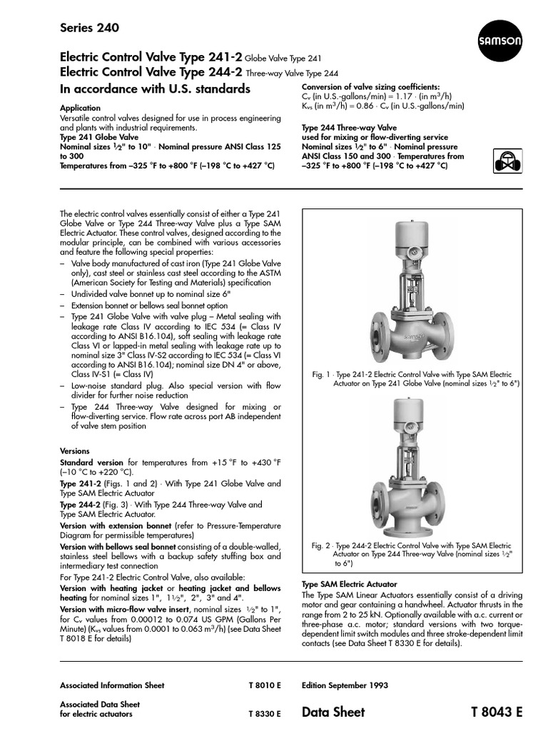 Samson 3 Way Valve 244-2,241-2 | PDF | Valve | Alternating Current