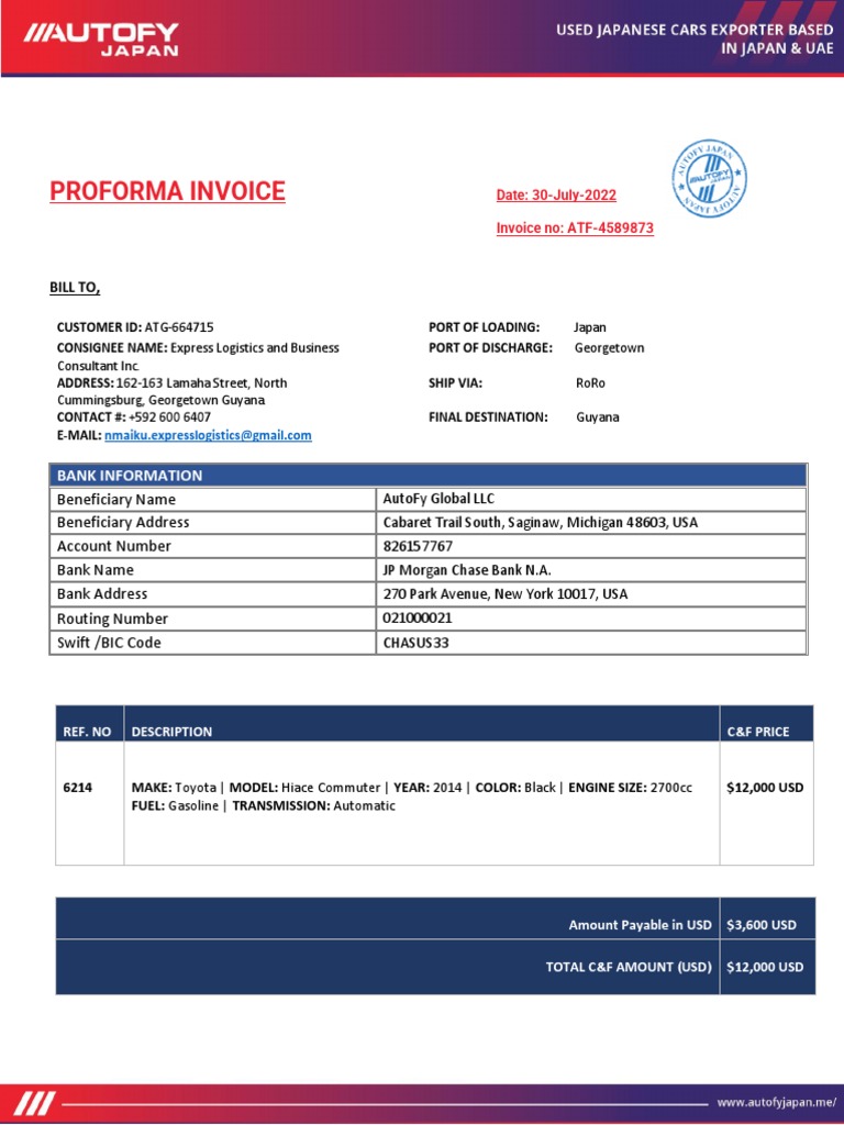 Invoice - Toyota Hiace Commuter 2014 | PDF | Service Industries | Transport