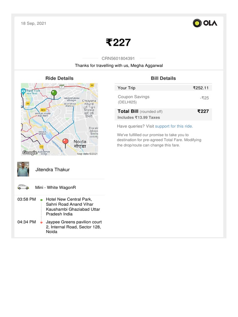 Ola Receipt | PDF | Invoice | Receipt