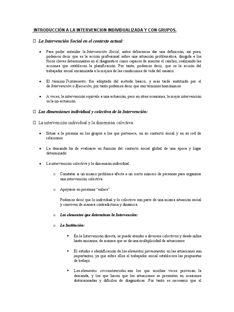 Introducción A La Intervencion Individualizada y Con Grupos | PDF ...