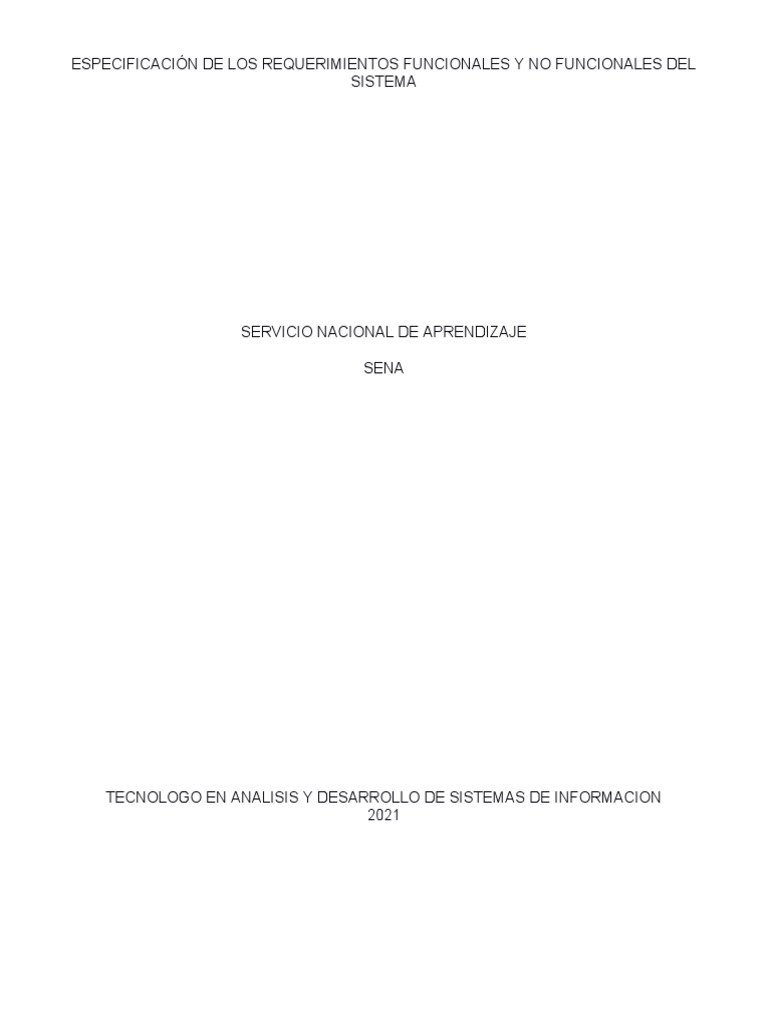 Ap01-Aa2-Ev05-Especificación de Los Requrimientos Funcionales y No Funcionales Del Sistema | PDF ...