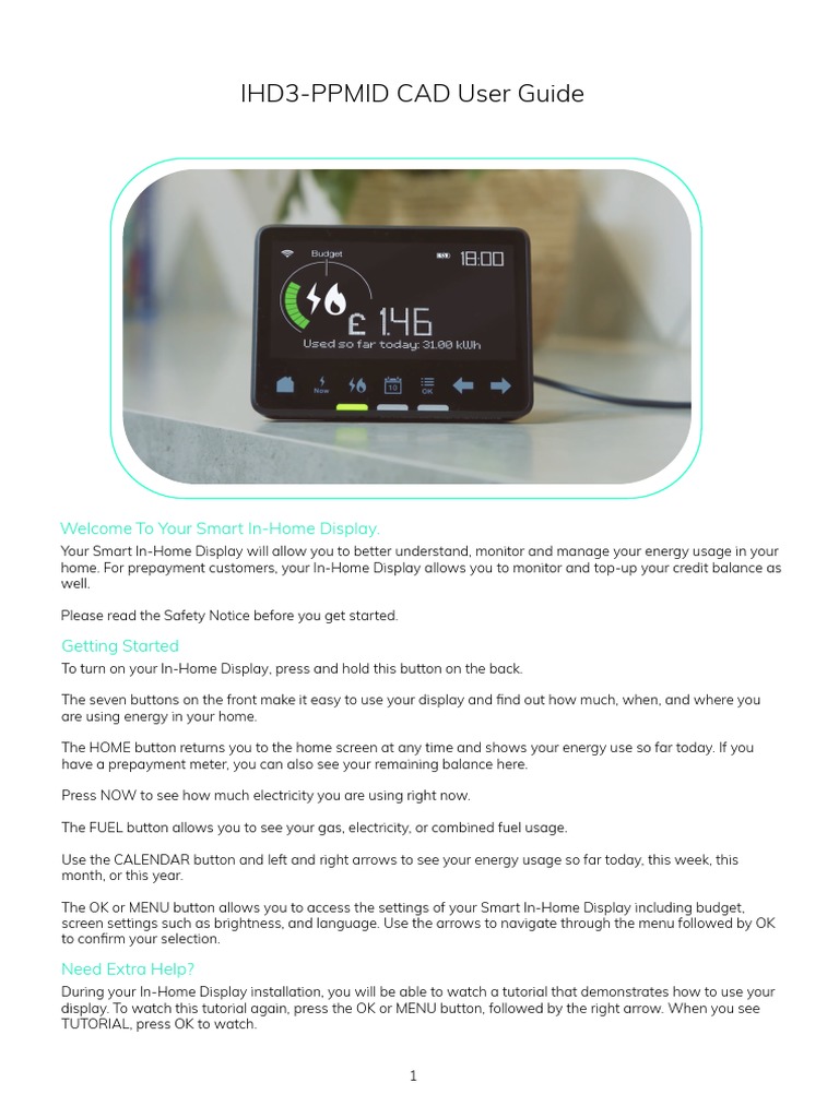 IHD3-PPMID CAD User Guide: Welcome To Your Smart In-Home Display | PDF ...