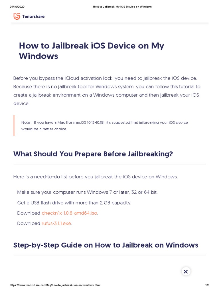 How To Jailbreak My iOS Device On Windows | PDF | Ios | Usb Flash Drive