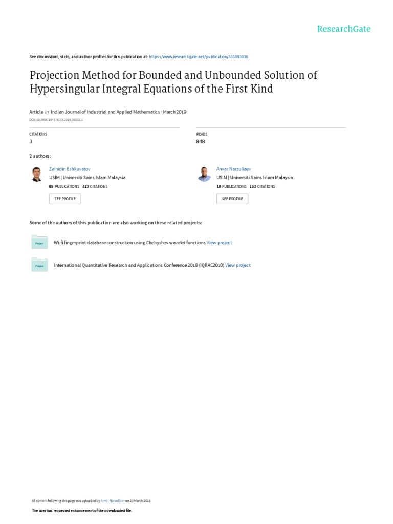 Projection Method For Bounded and Unbounded Solution of Hypersingular ...