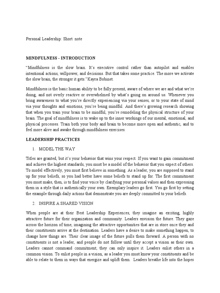 Personal Leadership | PDF | Leadership | Feeling