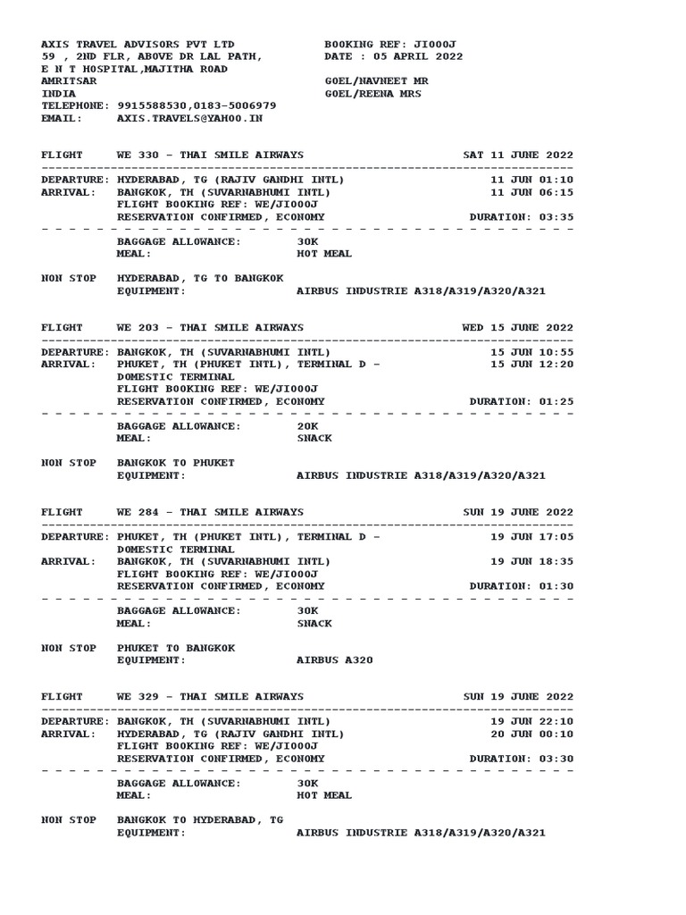 Navneet Goel X 2 Thai Smile Tickets | PDF | Aircraft | Airliner