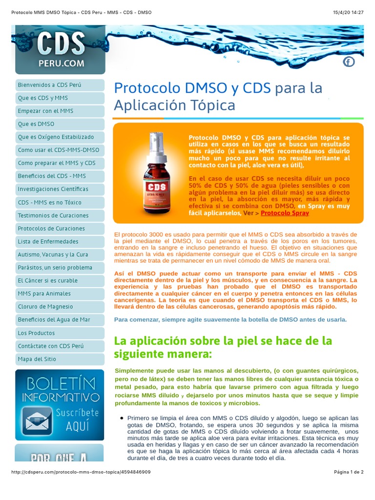 Aplicación Tópica DMSO y CDS: Protocolo Seguro | PDF | Alergia | Cáncer