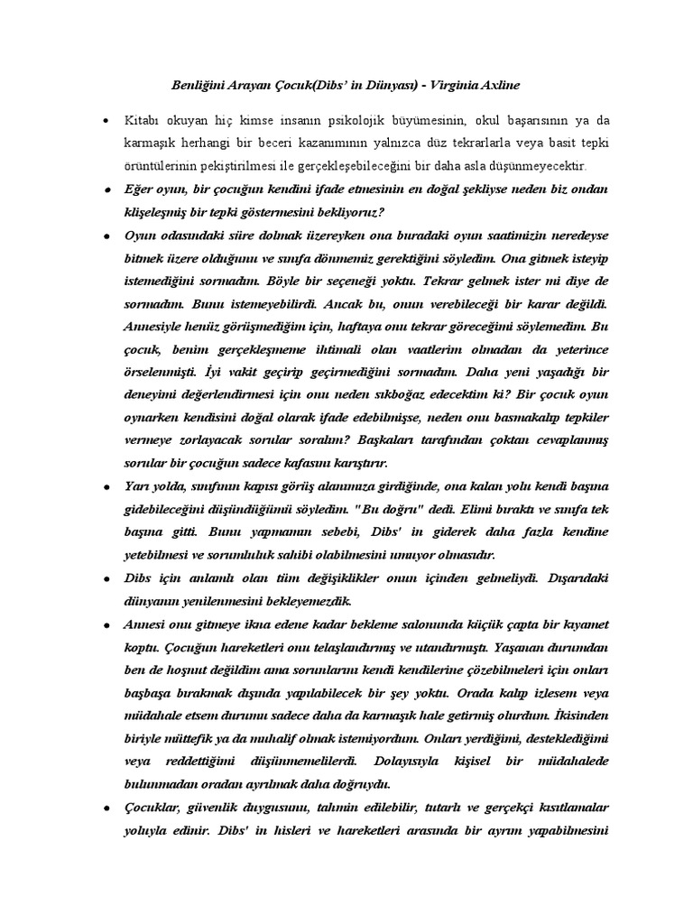 Benliğini Arayan Çocuk - Virgina Axline | PDF