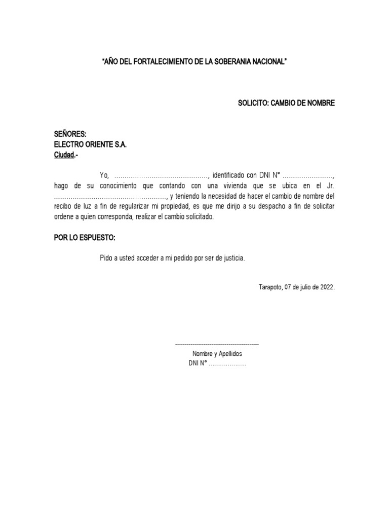 Solicitud Electro Oriente | PDF