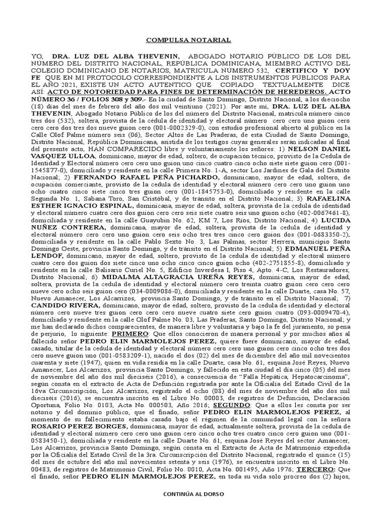 Compulsa Notarial | PDF | República Dominicana | Ley común