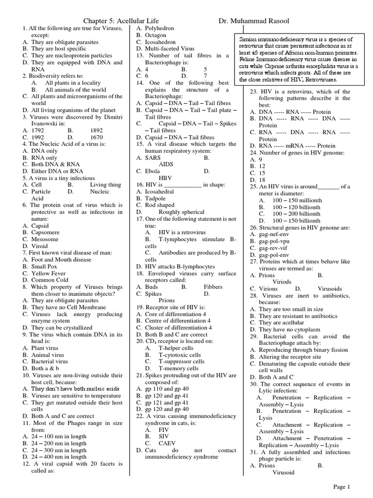 Acellular Life | PDF | Virus | Bacteriophage