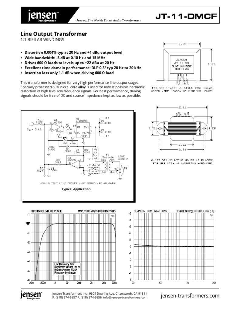 JT-11-DMCF: Line Output Transformer | PDF | Transformer | Decibel
