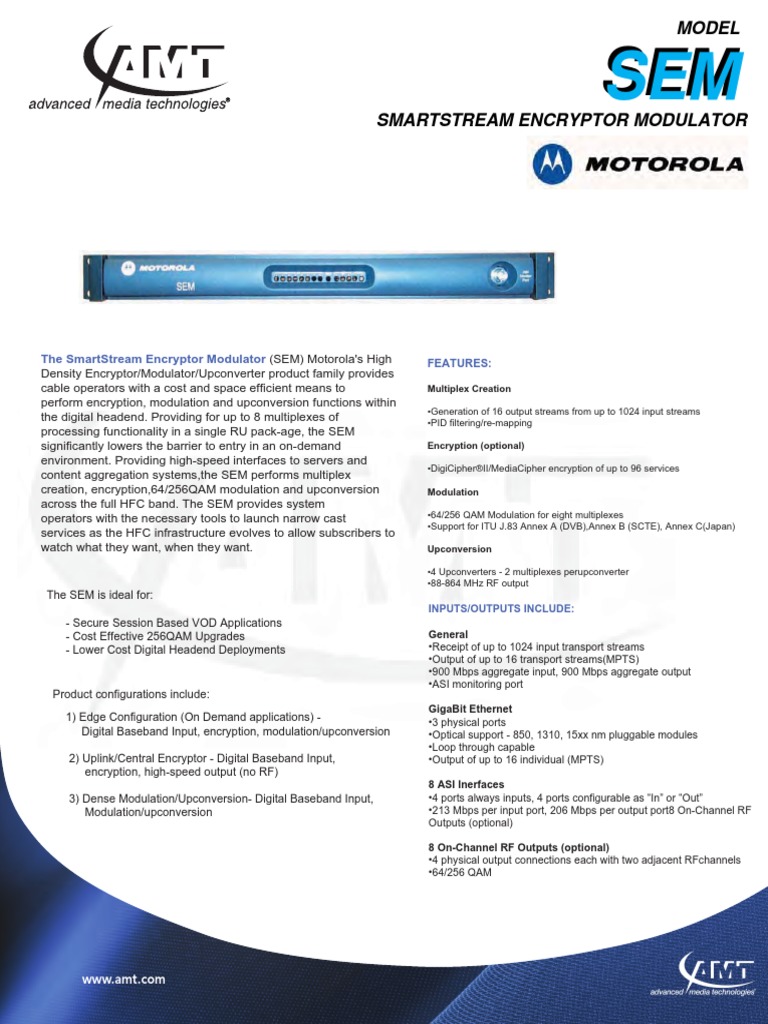 The Smartstream Encryptor Modulator: Features | PDF | Modulation ...