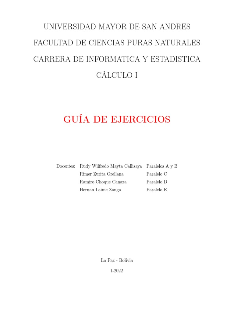 Guia de Ejercicios Calculo I | PDF | Prueba matemática | Rectángulo