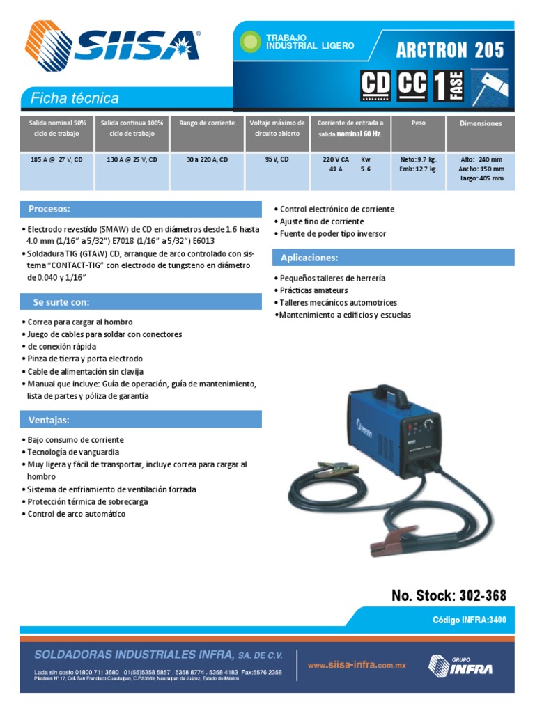 Ficha Tecnica Infra Arctron-205 | PDF | Soldadura | Construcción