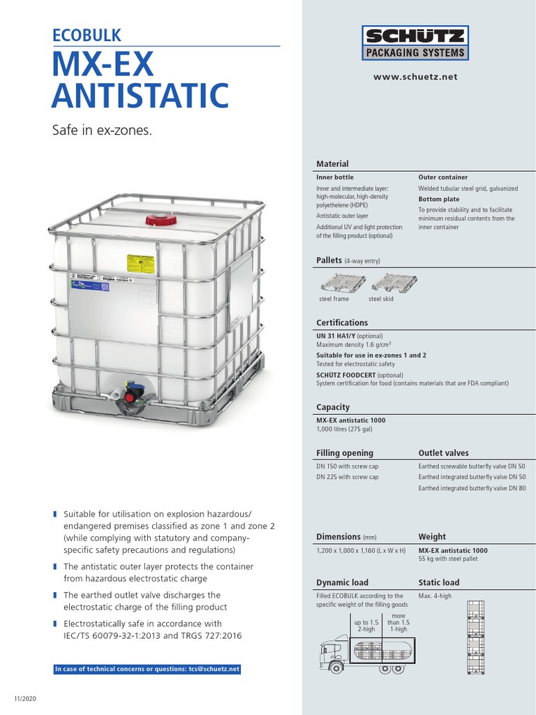 Datasheet Schuetz Ecobulk MX Ex Antistatic en | PDF | Pallet | Materials