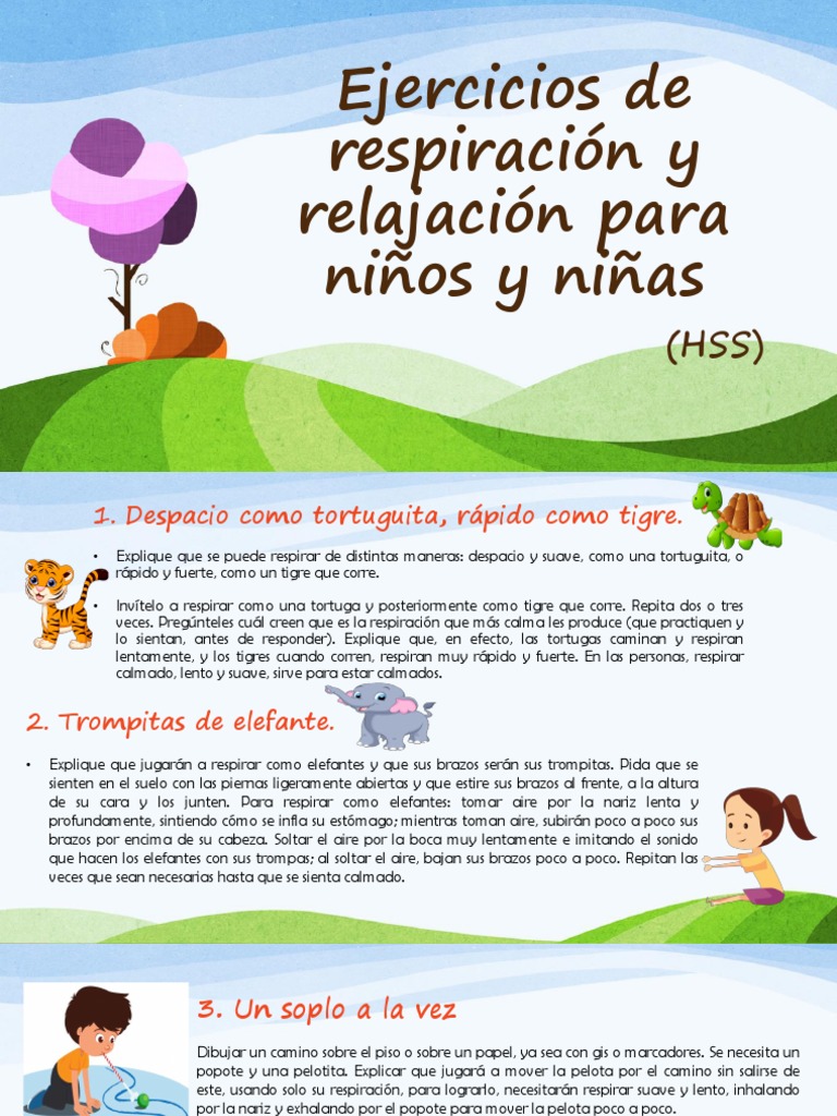 Ejercicios de respiración para enseñar a niños a relajarse y calmarse | PDF