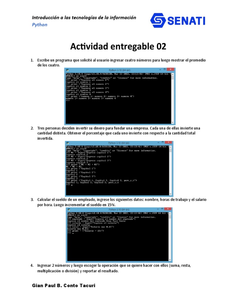 Actividad Entregable 02 Inf Tec | PDF | Sustracción | Salario