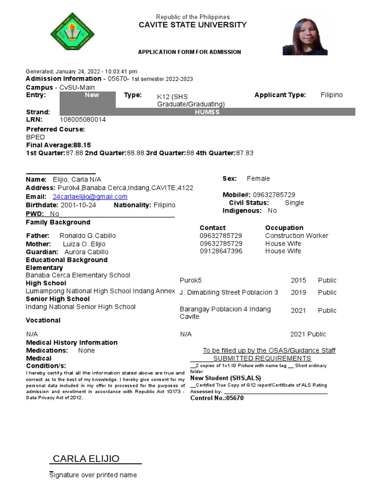 ElijioCarla AppForm | PDF