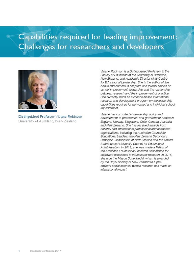 Capabilities Required For Leading Improvement (Viviane Robinson) | PDF ...