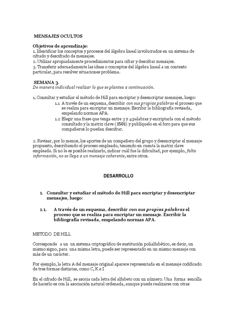 Metodo de Hill | PDF | Números | Matriz (Matemáticas)