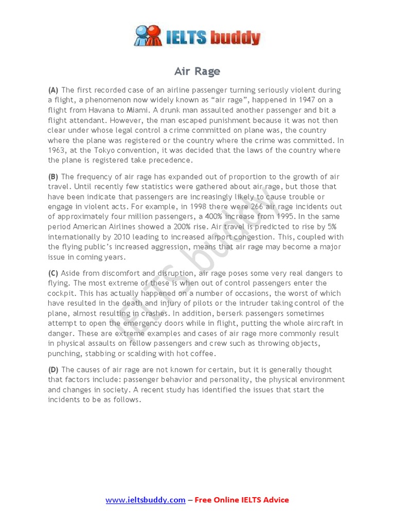 Ielts Reading Practice Test Air Rage | PDF | Aviation | Transport