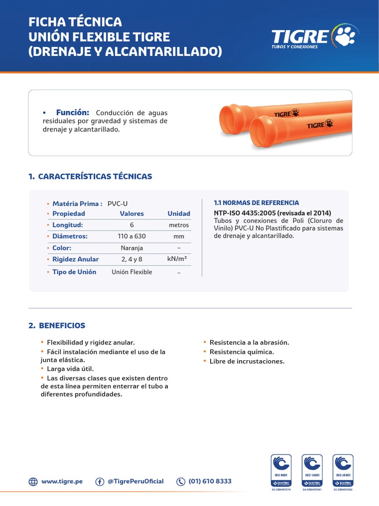 Ficha Técnica NTP ISO 4435 UF | PDF | Alcantarillado | Materiales