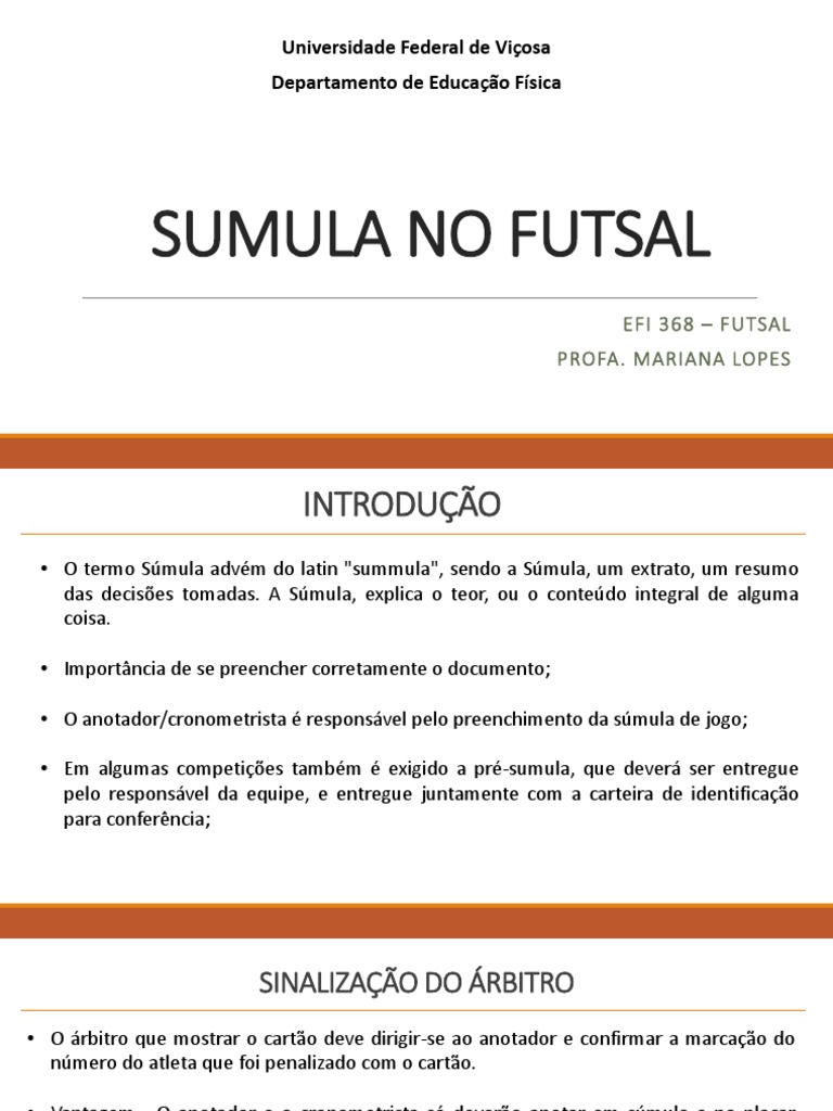Guia completo para preenchimento de súmula de futsal | PDF | Tempo ...