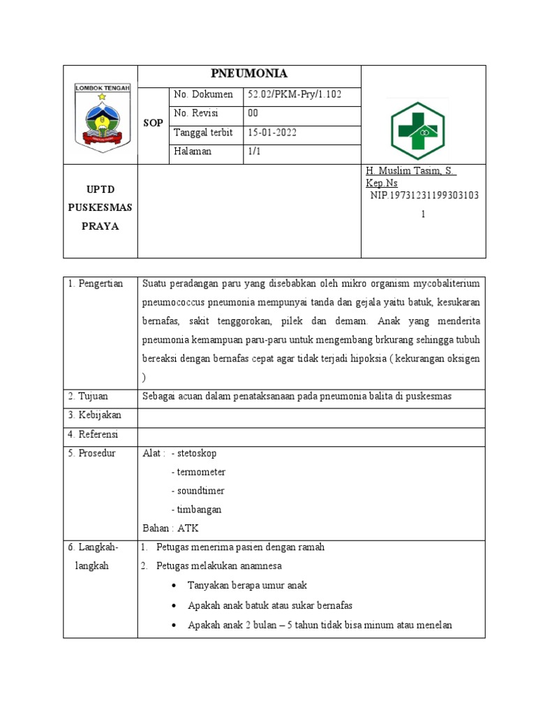 Sop Pneumonia | PDF