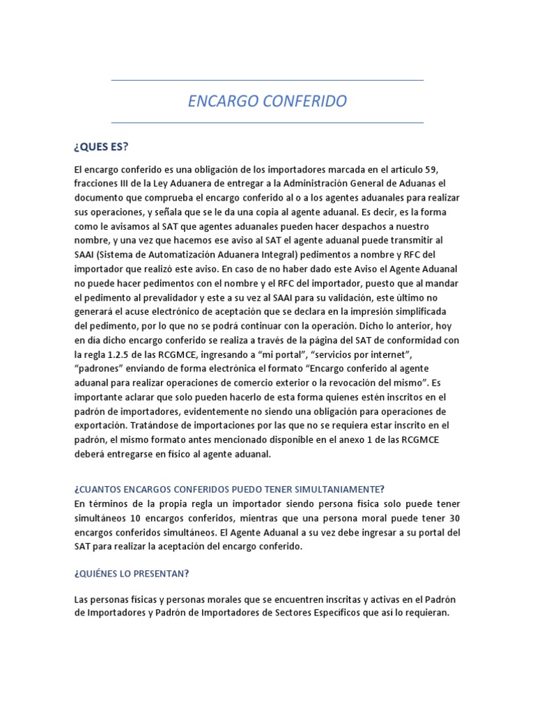 Encargo Conferido | PDF | aduana | Business