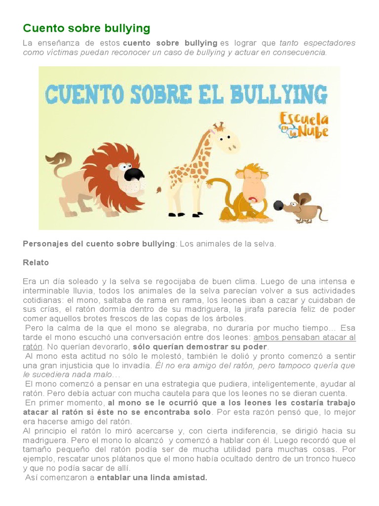 Cuento Sobre Bullying Pdf León