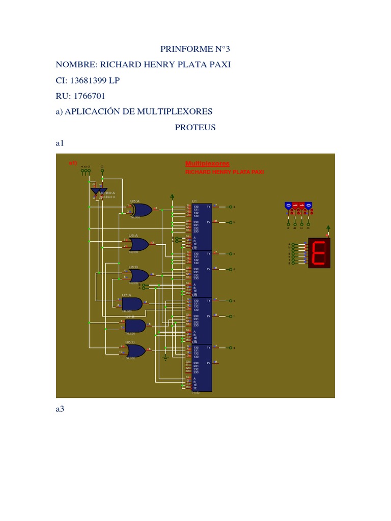 Informe sobre la aplicación de multiplexores utilizando circuitos ...