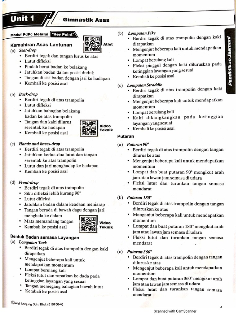 Nota Unit 1 (PJ) Gimnastik Asas | PDF