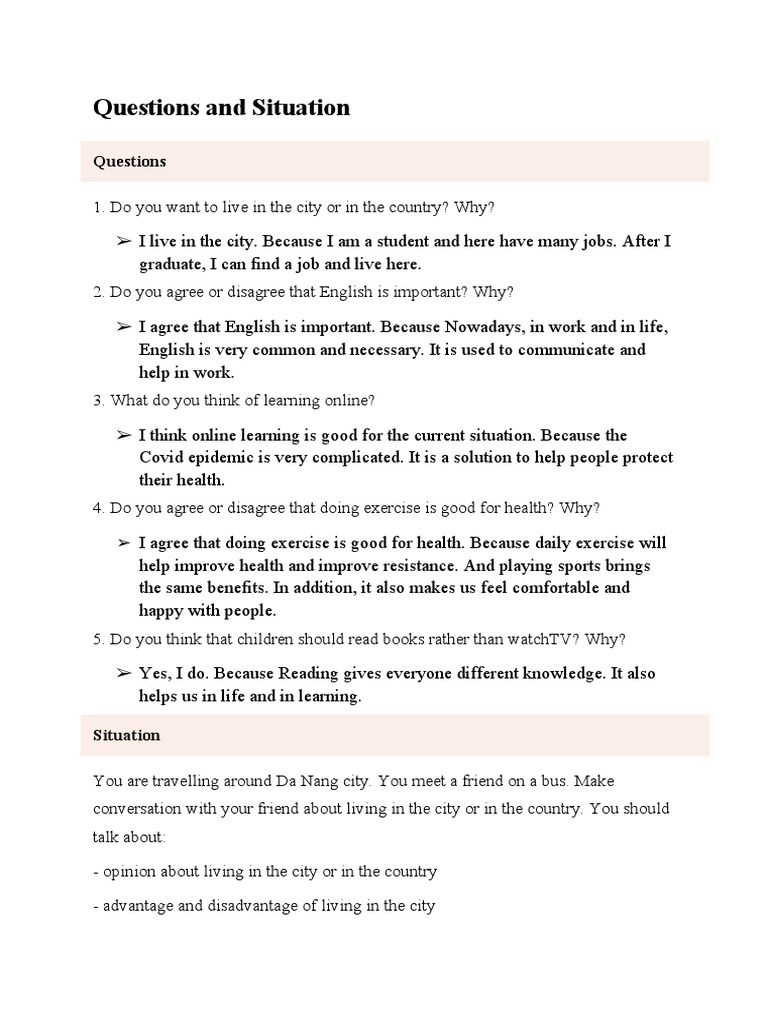 Questions and Situation | PDF | Learning