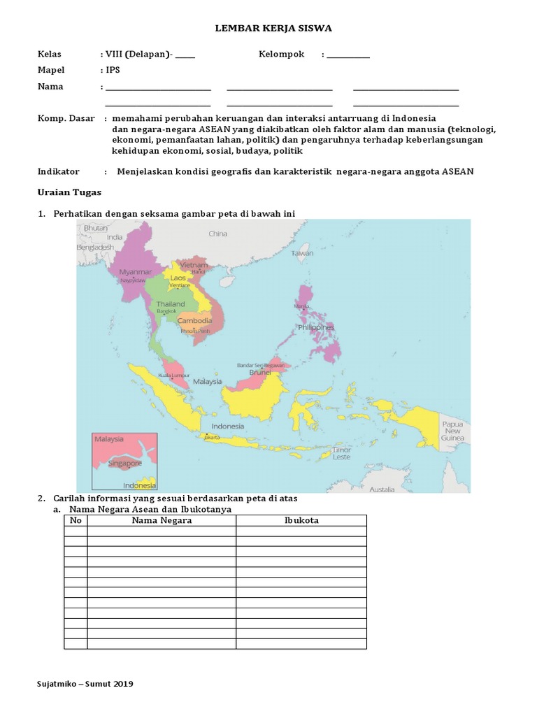 LKS 1 IPS 8 LETAK DAN KONDISI NEGARA ASEAN - Docx Versi 1 | PDF