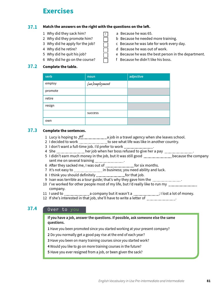 Career and Job Vocabulary Practice | PDF | Cognitive Science ...