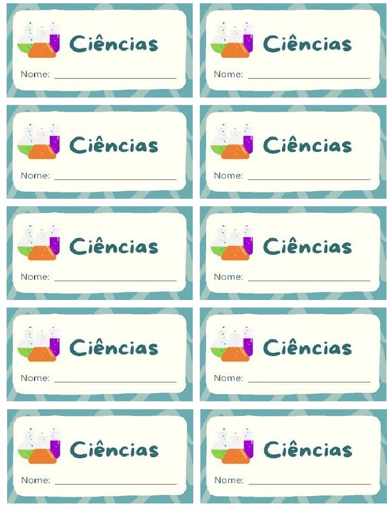 Etiqueta Caderno Ciências | PDF