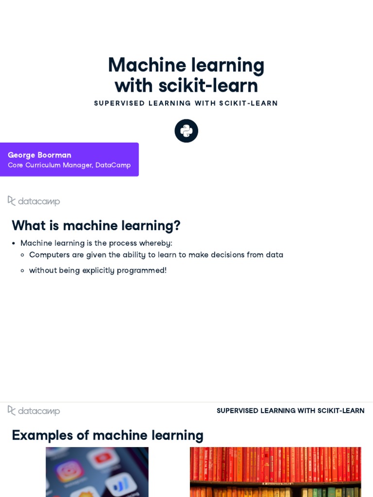 Machine Learning With Scikit-Learn: George Boorman | PDF | Machine ...
