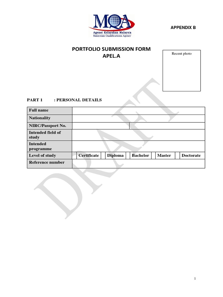 Appendix B APEL.a Portfolio Form | PDF | Leadership | Autonomy
