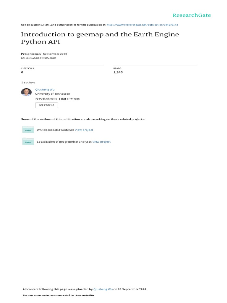 Introduction To Geemap and The Earth Engine Python API: September 2020 | PDF | Python ...