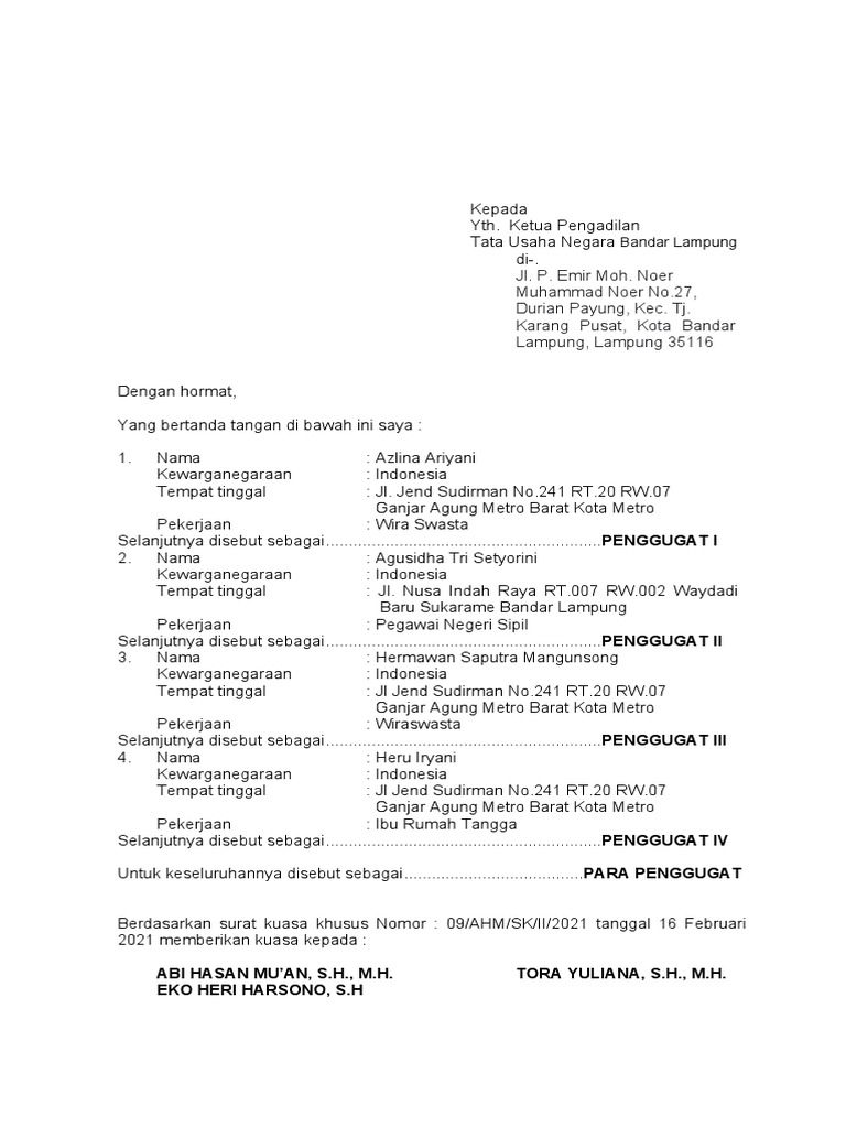 Contoh Petitum Gugatan TUN | PDF