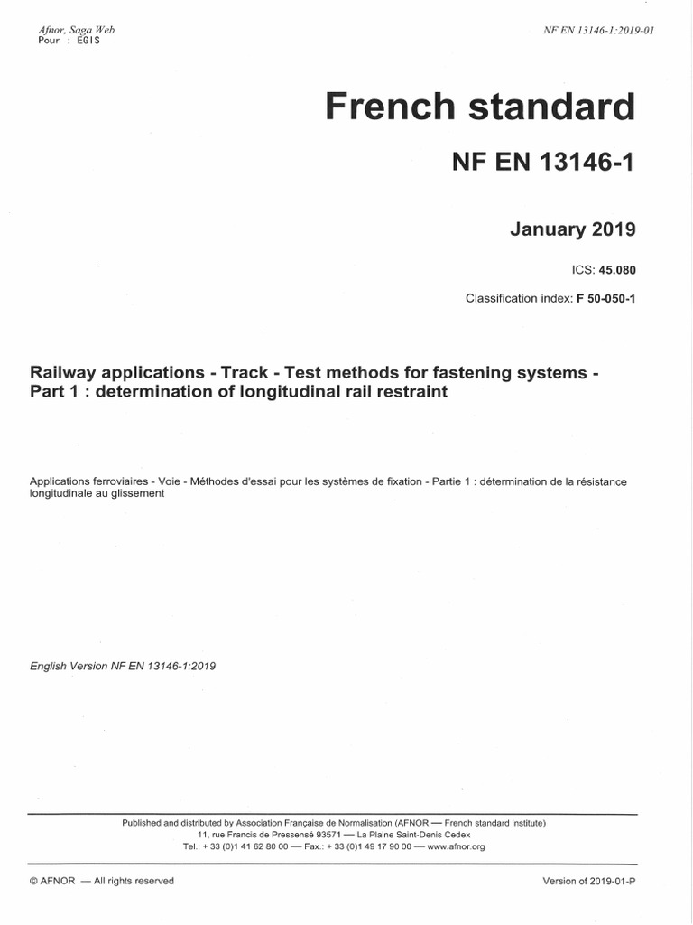 EN 13146-1 - Track - Test Methods For Fastening Systems - Part 1 ...