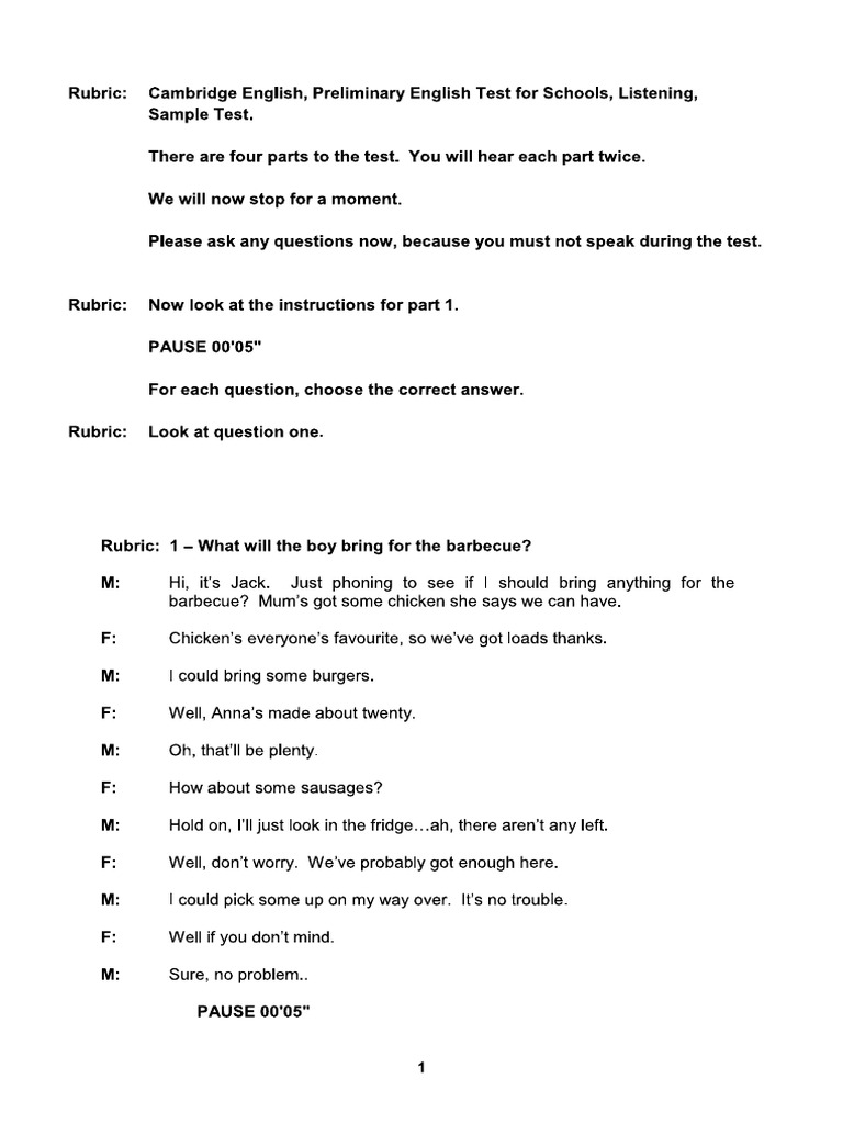 B1 Listening Task 1 (Easy + Slow) Transcript | PDF