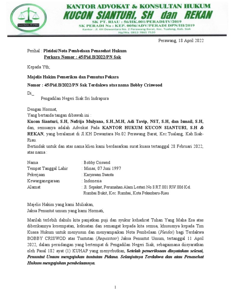 Pledoi Penggelapan | PDF