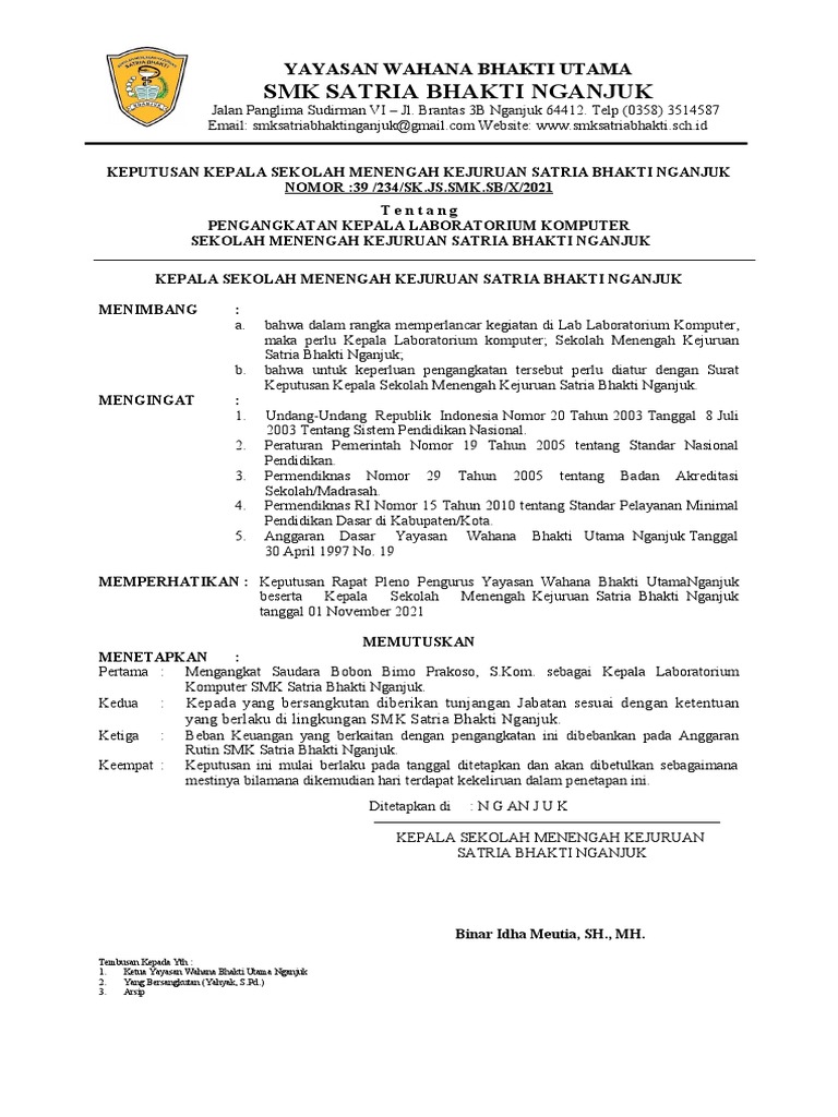 234 SK Kepala Laboratorium Komputer | PDF