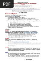 TUP Admission Guidelines 2026-2027 | PDF