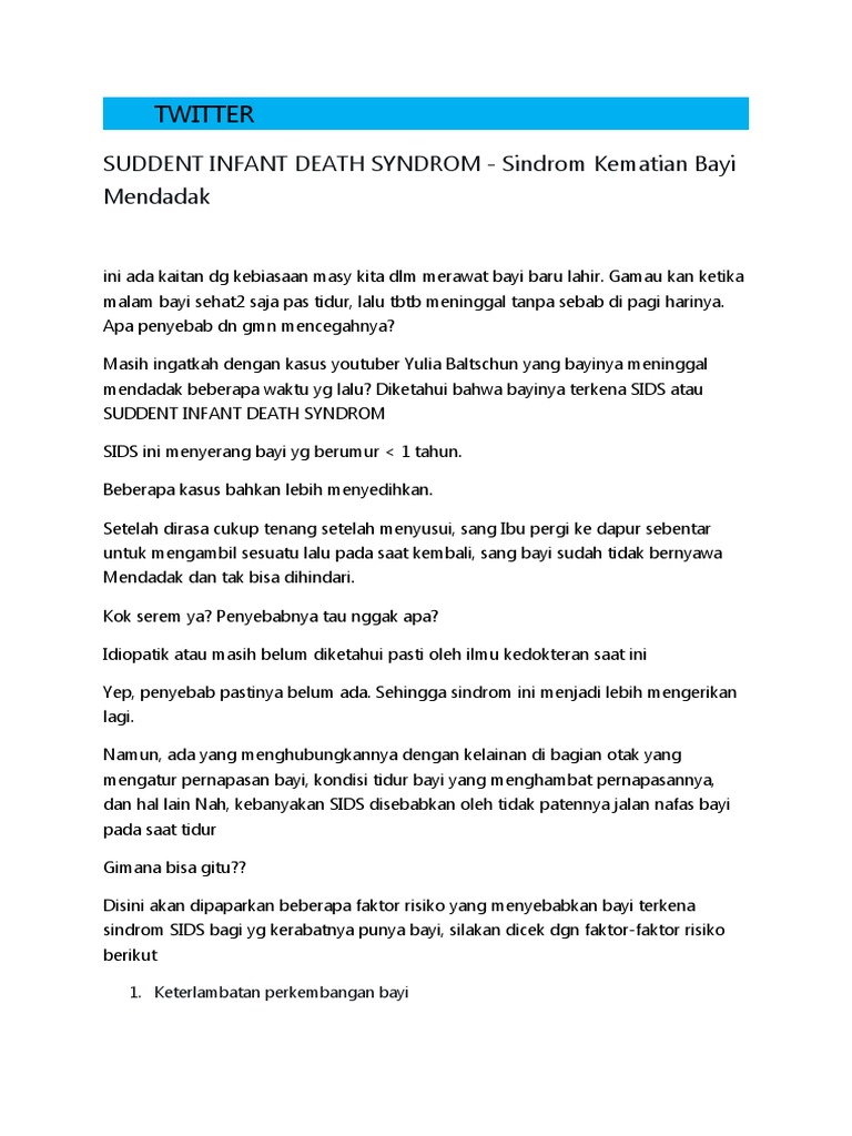 Penyebab dan Pencegahan SIDS pada Bayi | PDF