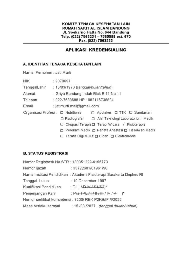 Form Kredensial Nakes Lain | PDF