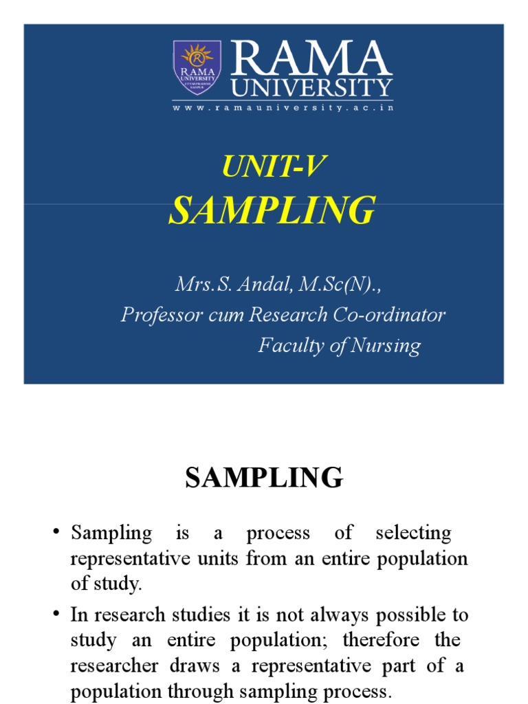 Unit-V: Sampling | PDF | Sampling (Statistics) | Stratified Sampling