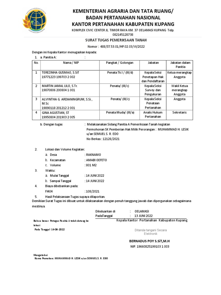 Surat Tugas Panitia A 12128-2021 | PDF